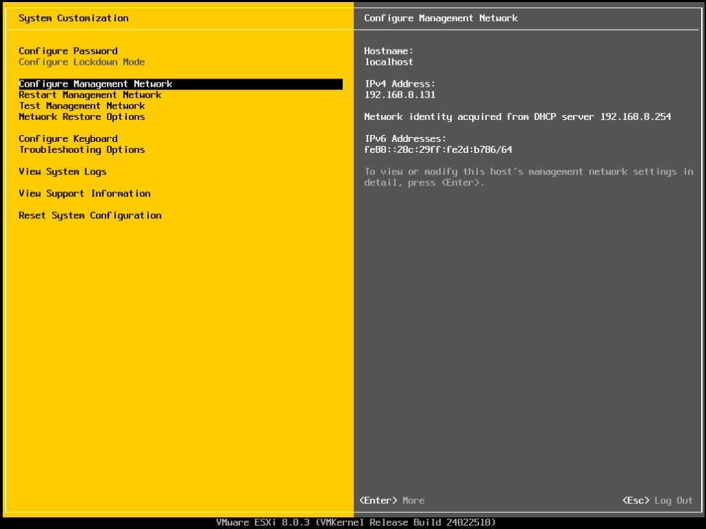 Installer et configurer un hyperviseur VMware ESXi 8 - Blog de Omid AMERI